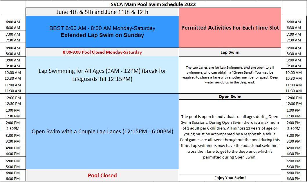 June Weekend Schedule | Sudden Valley Community Association